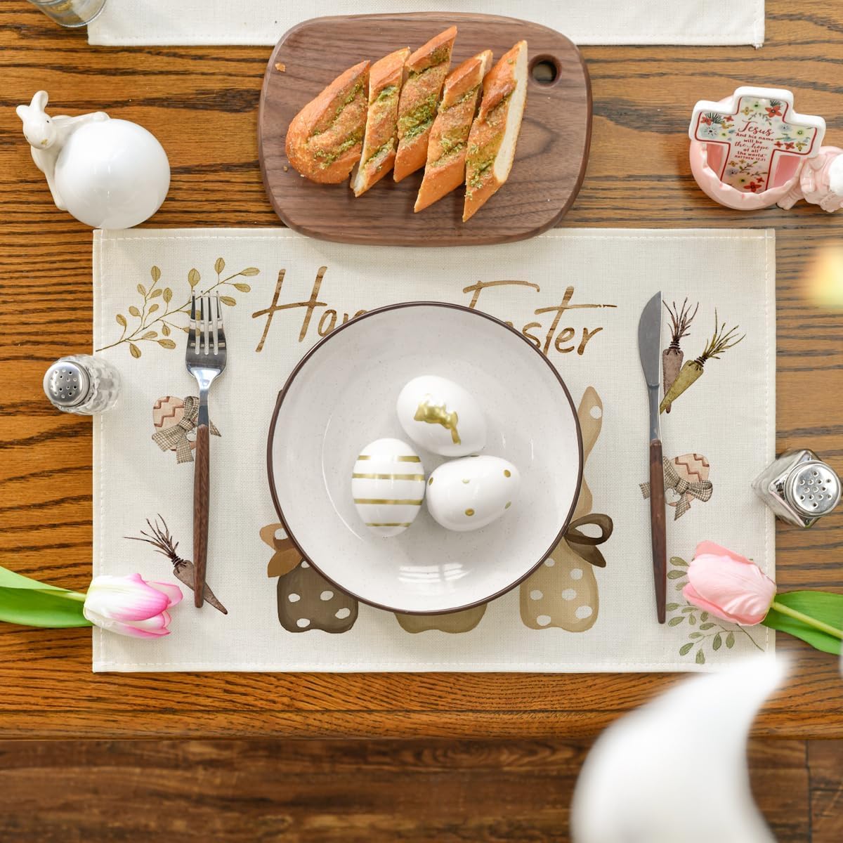 Set 4 servete pentru masa Sanvita, design morcovi si iepuri, 30x45cm ...