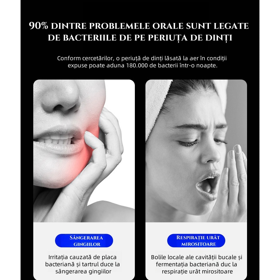 Suport pentru periute de dinti cu sterilizare UV, 5 sloturi ...
