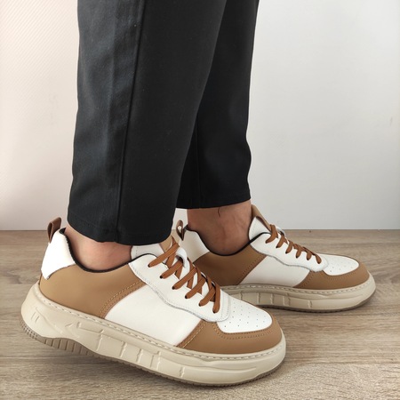 Pantofi Casual Barbati Franco Gerardo 8268 Cream Cu Taupe - 42, Cream ...