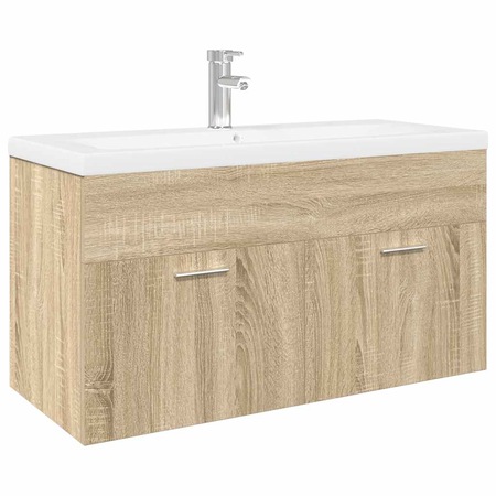Dulap pentru chiuveta de baie vidaXL, lavoar incorporat, stejar sonoma ...