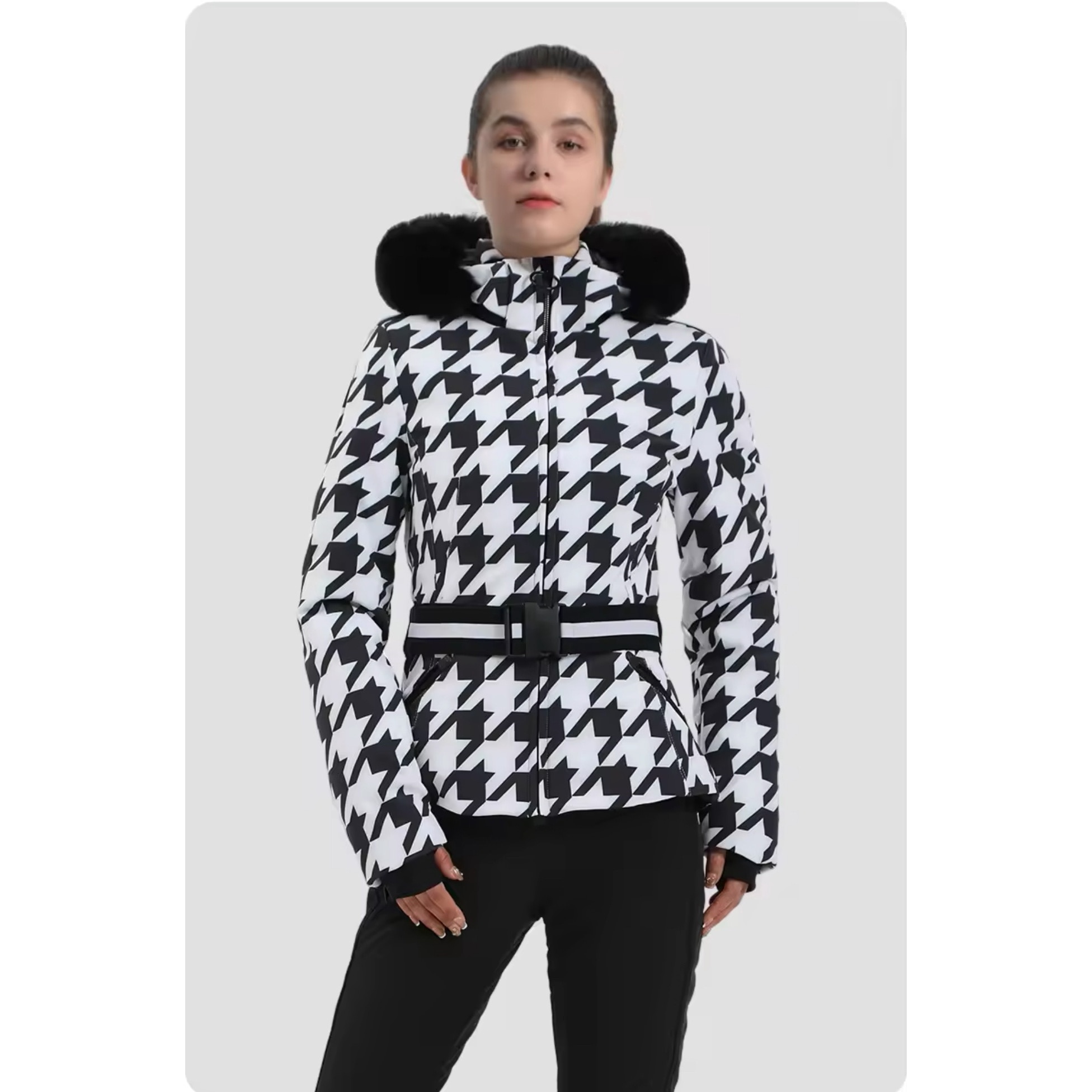 Geaca de ski dama, Poliester, Alb/Negru, XL - eMAG.ro