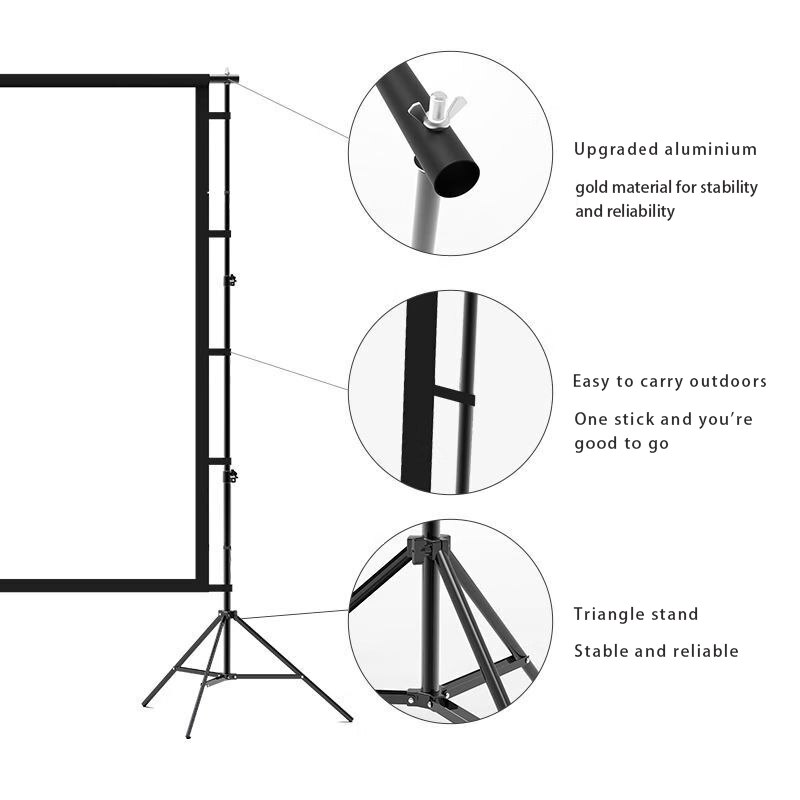 Ecran proiector portabil, Cu suport din aluminiu, 120 inch, HD, 4K ...