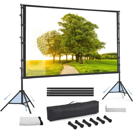 Ecran proiector portabil, Cu suport din aluminiu, 120 inch, HD, 4K ...