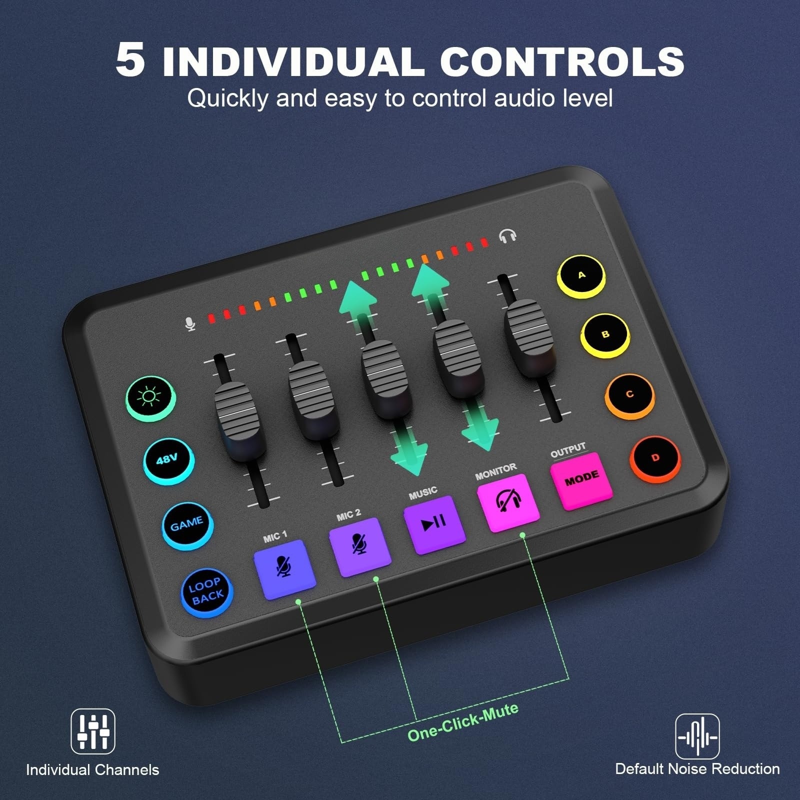 Mixer audio pentru jocuri, mixer de streaming RGB, cu interfata pentru ...