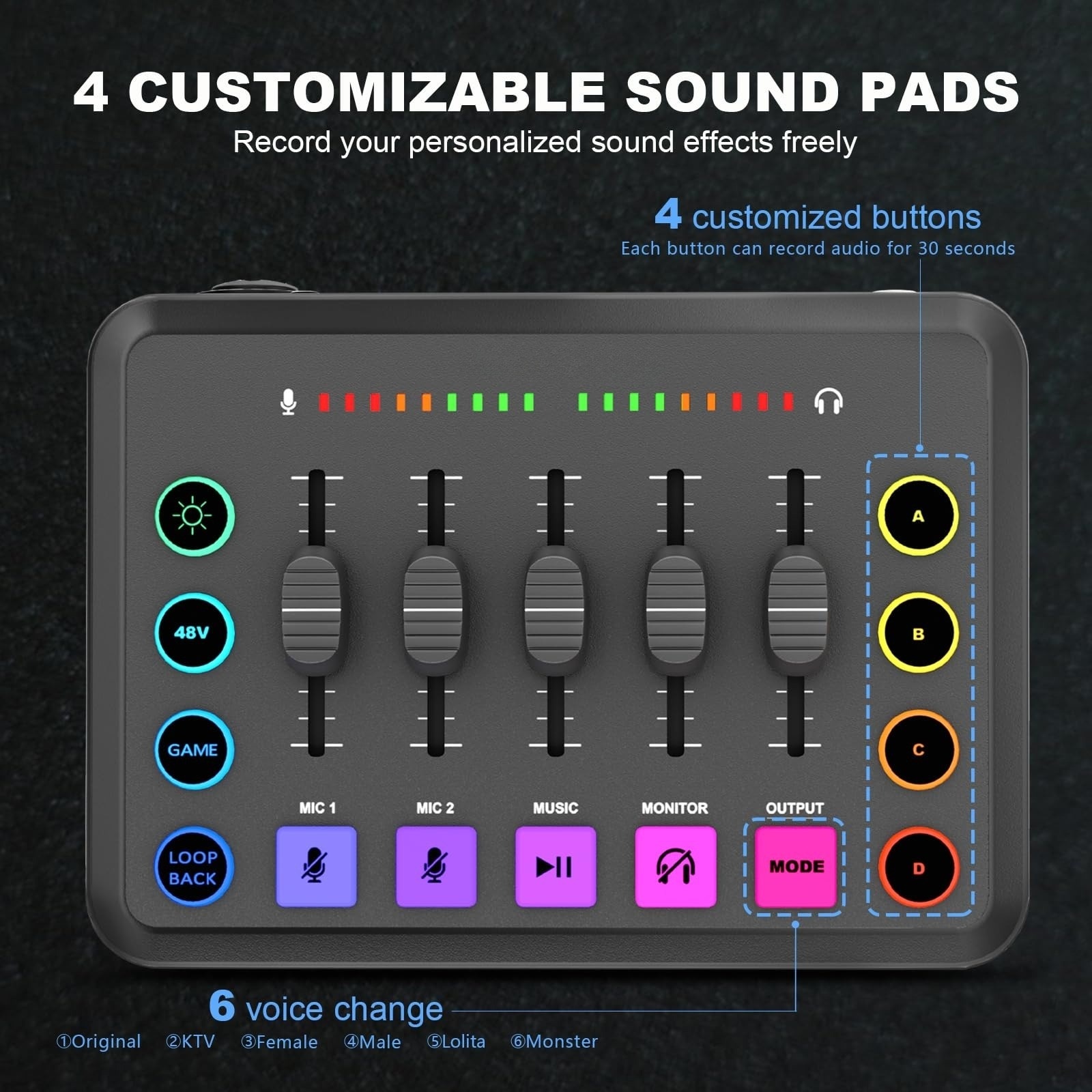 Mixer audio pentru jocuri, mixer de streaming RGB, cu interfata pentru ...