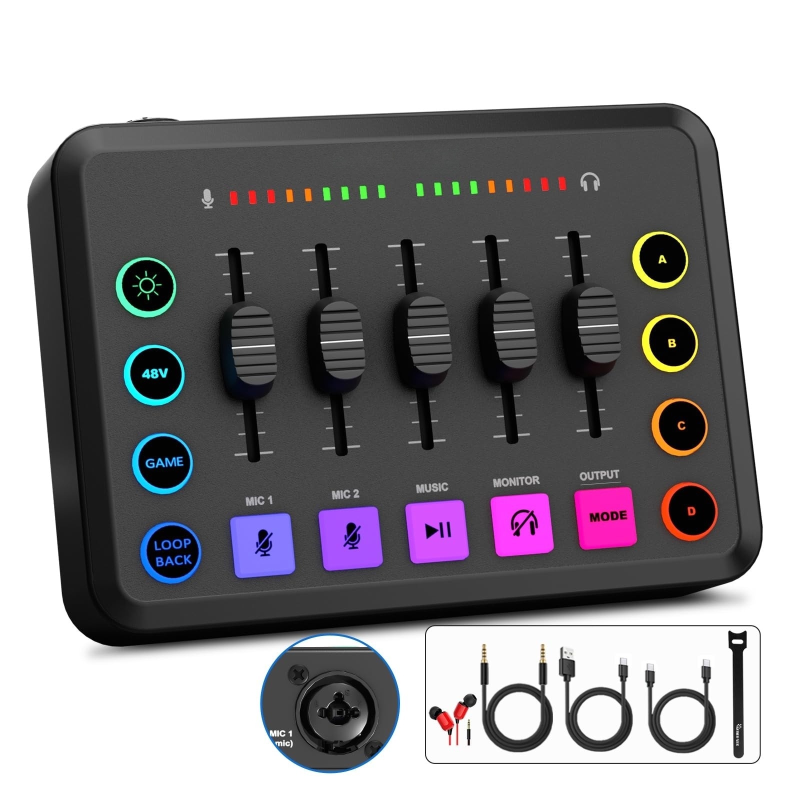 Mixer audio pentru jocuri, mixer de streaming RGB, cu interfata pentru ...