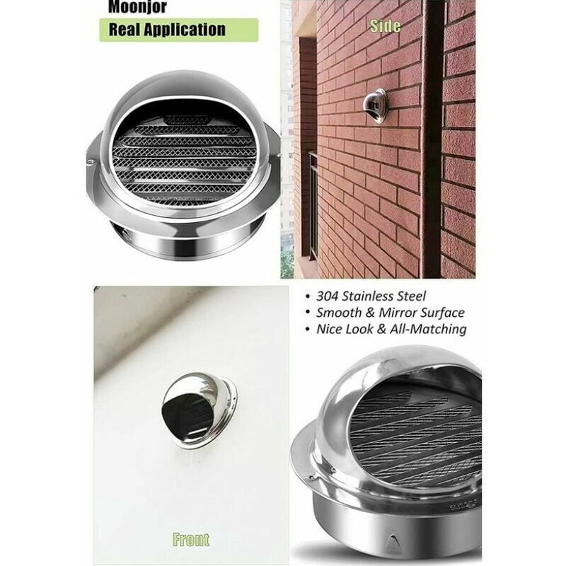 Grilaj de ventilatie rotund, capac din otel inoxidabil 304, 14x14x12cm ...