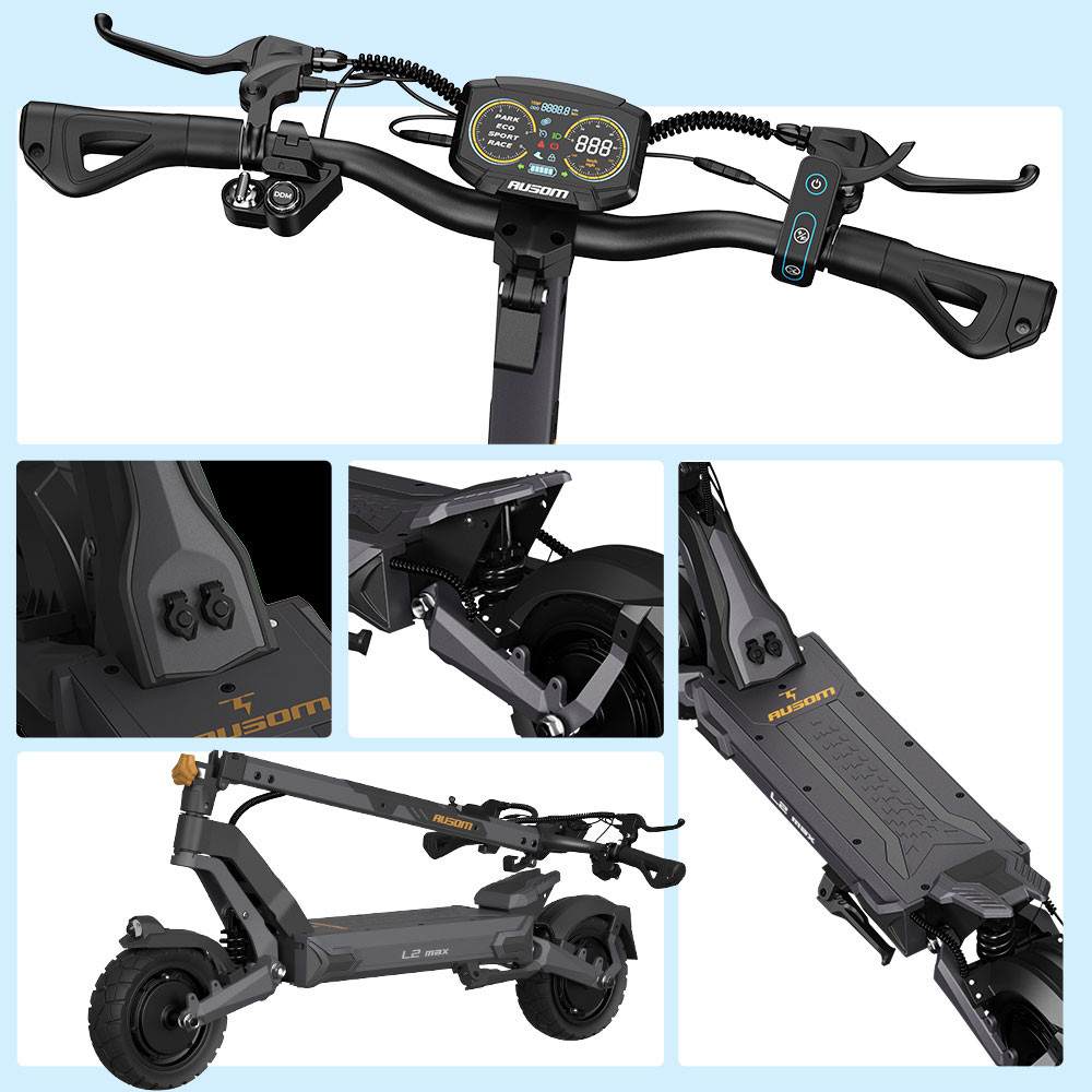 Elektromos robogó, Ausom L2 Max Dual Motor, 10"x3", 2688W, 90 km ...