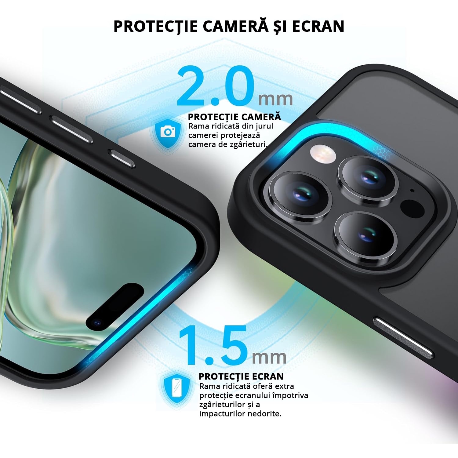 Husa pentru iPhone 16 PRO, MobileSmart, Hybrid ultra slim, carcasa ...