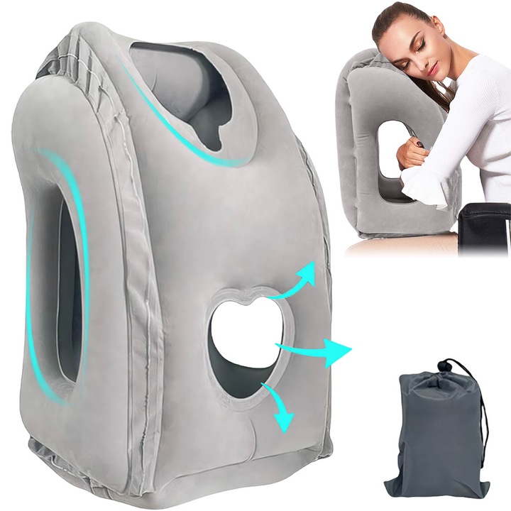 Perna de calatorie gonflabila pentru avion, autobuz, masina, Noonedibs ...