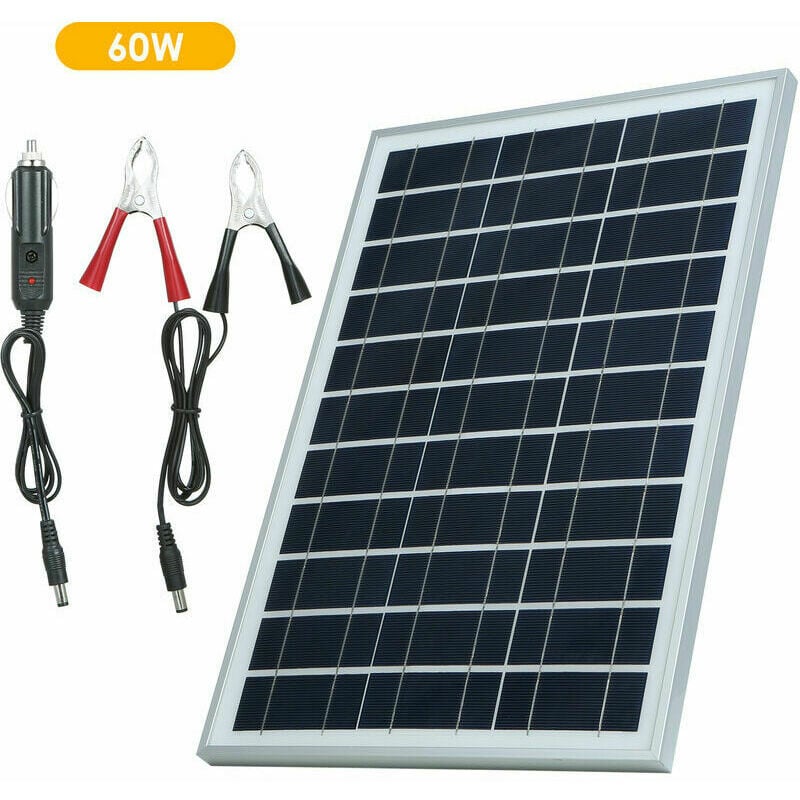 Kit panou solar 60W, IP65, cu cablu crocodil DC, design portabil ...