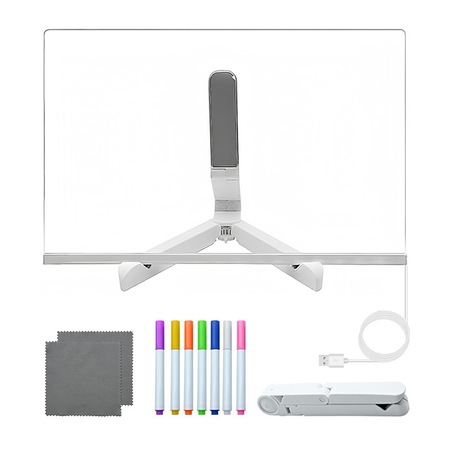Placa de desen iluminata din acril, 30 x 20 cm, alimentata prin USB, cu ...