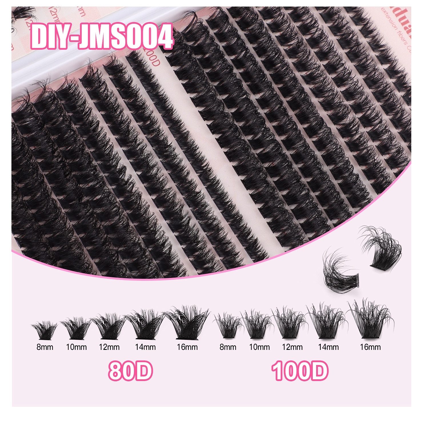 Set extensii gene individuale, 592 pcs, 50D 60D 80D 100D, 8-16mm, Kit ...