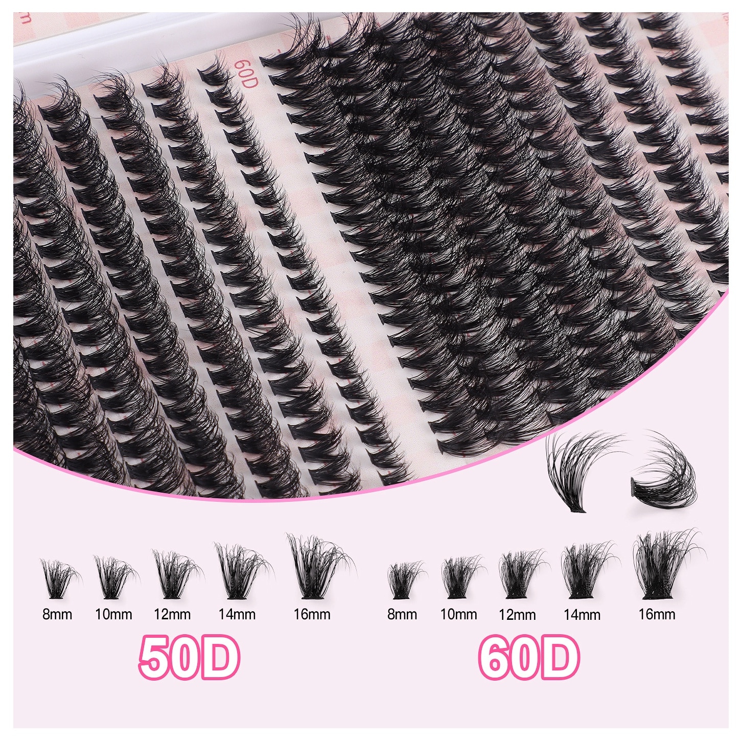 Set extensii gene individuale, 592 pcs, 50D 60D 80D 100D, 8-16mm, Kit ...