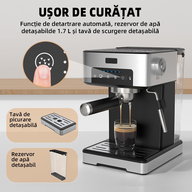 Espresso manual, 3 trepte de temp, Capsule Nespresso/cafea macinata/pad ...