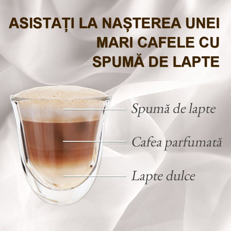 Espressor manual, Cappuccino cu un singur clic, Spuma de lapte automata ...