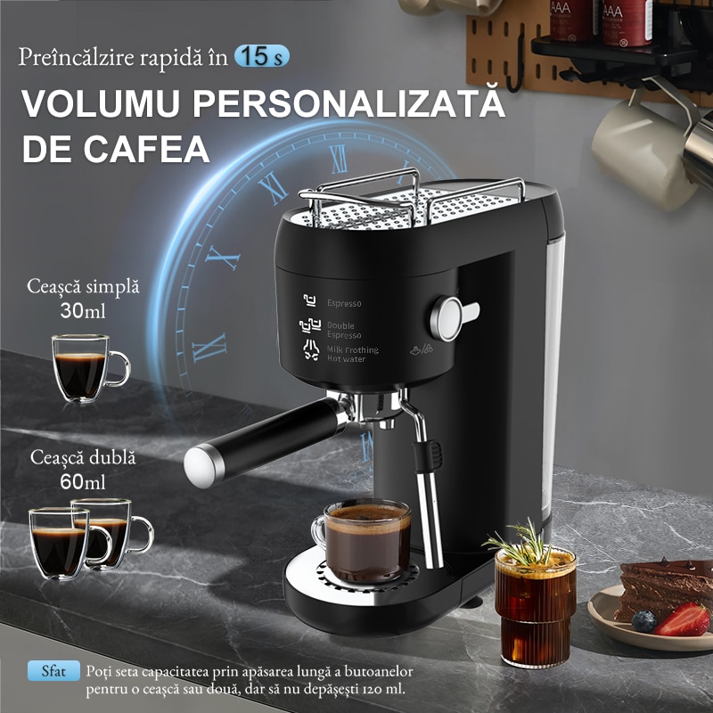Espressor manual, Suprimare automata a presiunii, Ventuze fixe, Sistem ...