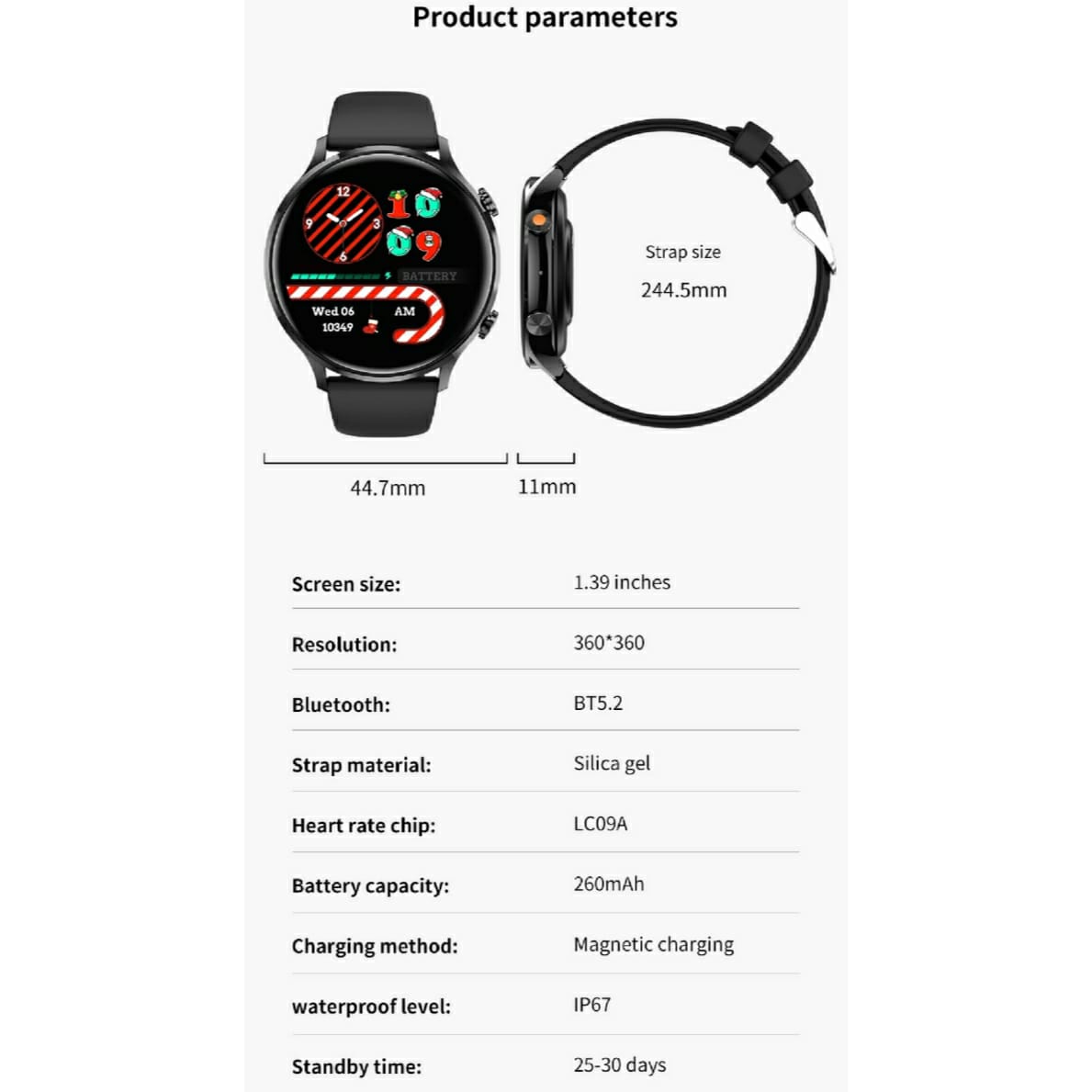 Smartwatch MULLER, ecran HD 1.39", monitorizare oxigen, ritm cardiac ...