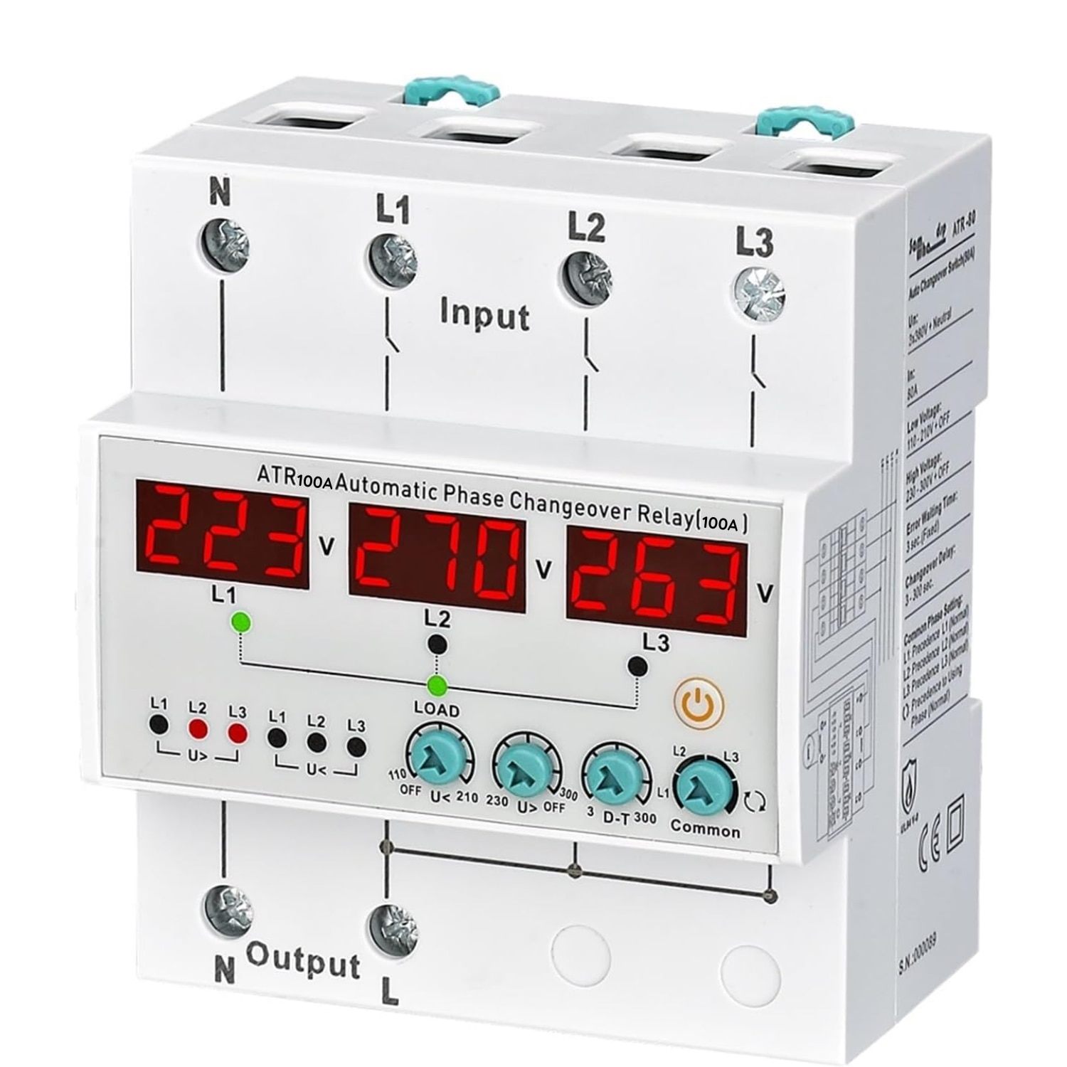 Releu comutator automat de faze si protectie tensiune, ATR, cu recuperare, 100A - eMAG.ro