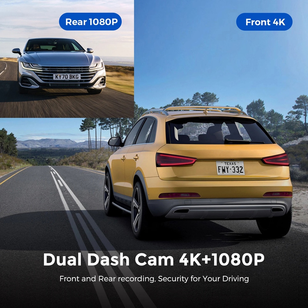 Camera Auto DVR C Tech® Ultra HD 4K + camera marsarier Full HD inclusa ...