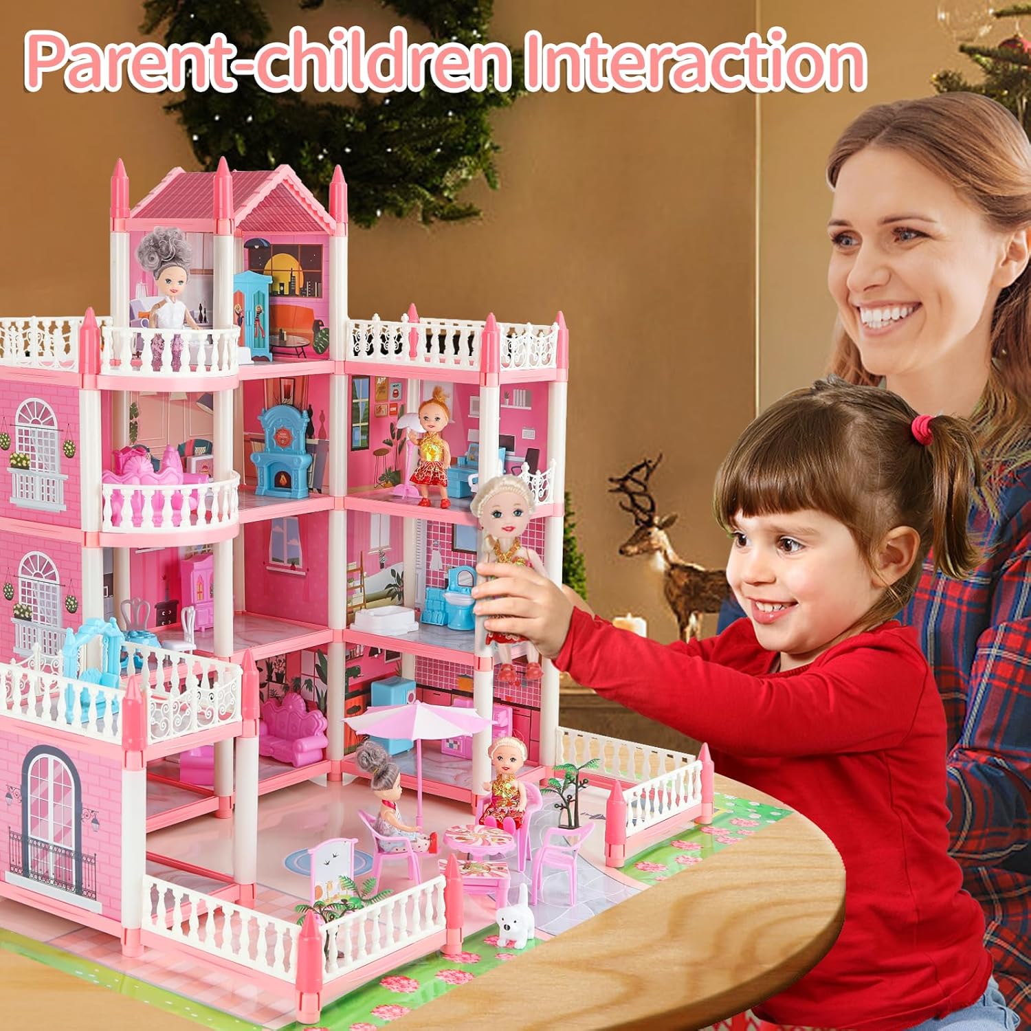 Casuta pentru Papusi, MOROVAN, cu 4 Etaje, 11 Camere, Dream House ...