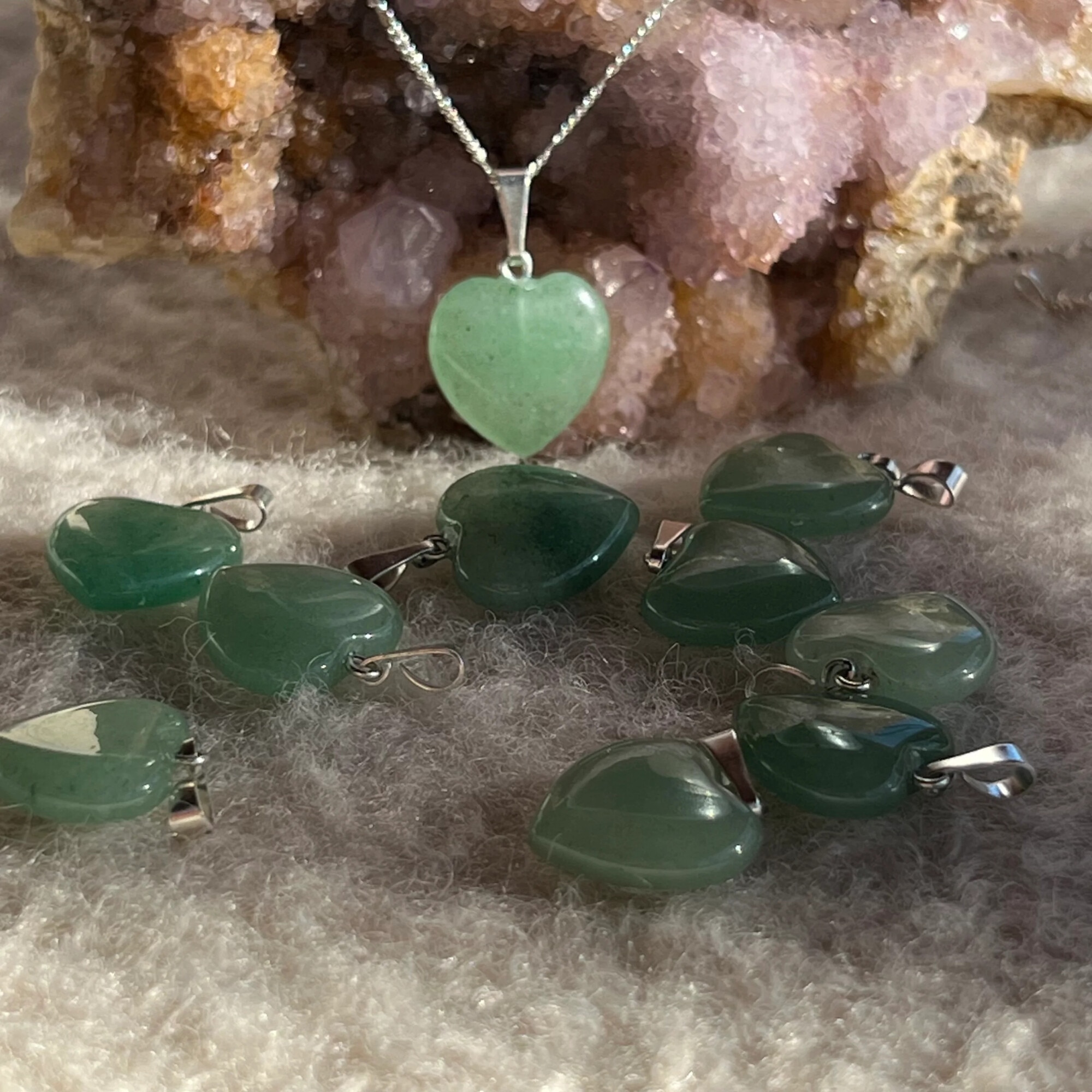 Pandantiv inima aventurin 1 cm, Druzy, pietre semipretioase - eMAG.ro