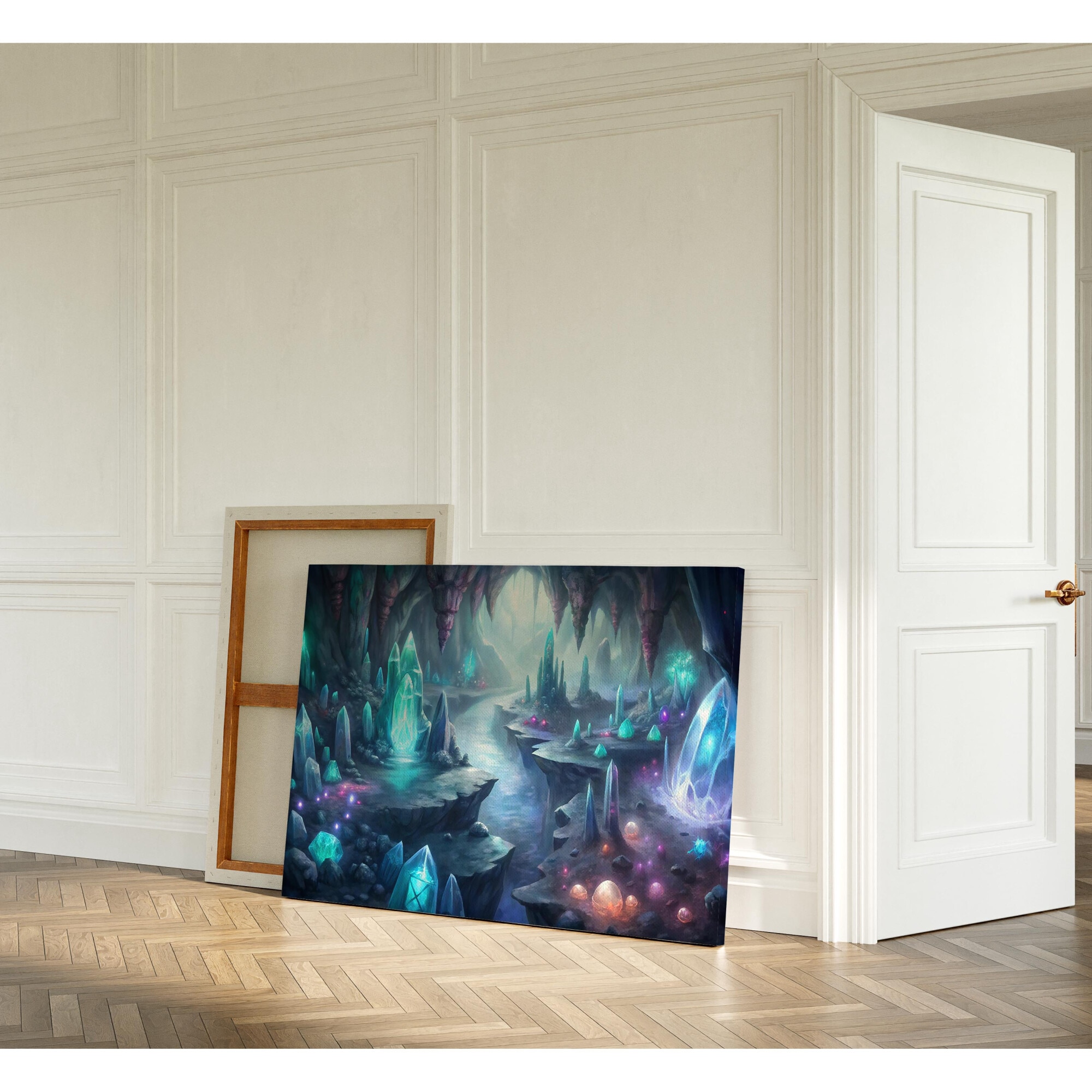 Tablou Canvas - Glowing Crystal Caverns Echoing MagicOil_Painting_Style ...