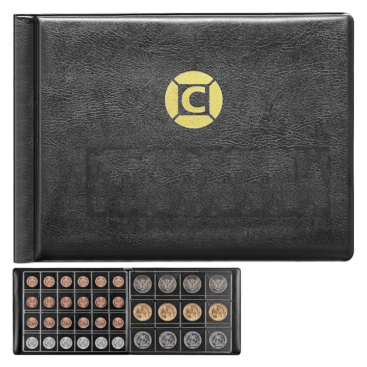 Album de colectie de monede, SINBINTA, 312 buzunare, Cu design cu clapa ...