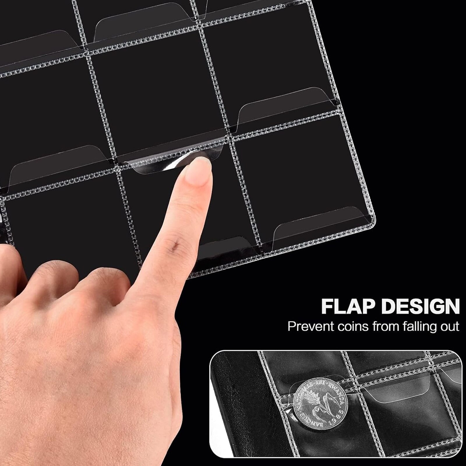 Album de colectie de monede, SINBINTA, 312 buzunare, Cu design cu clapa ...