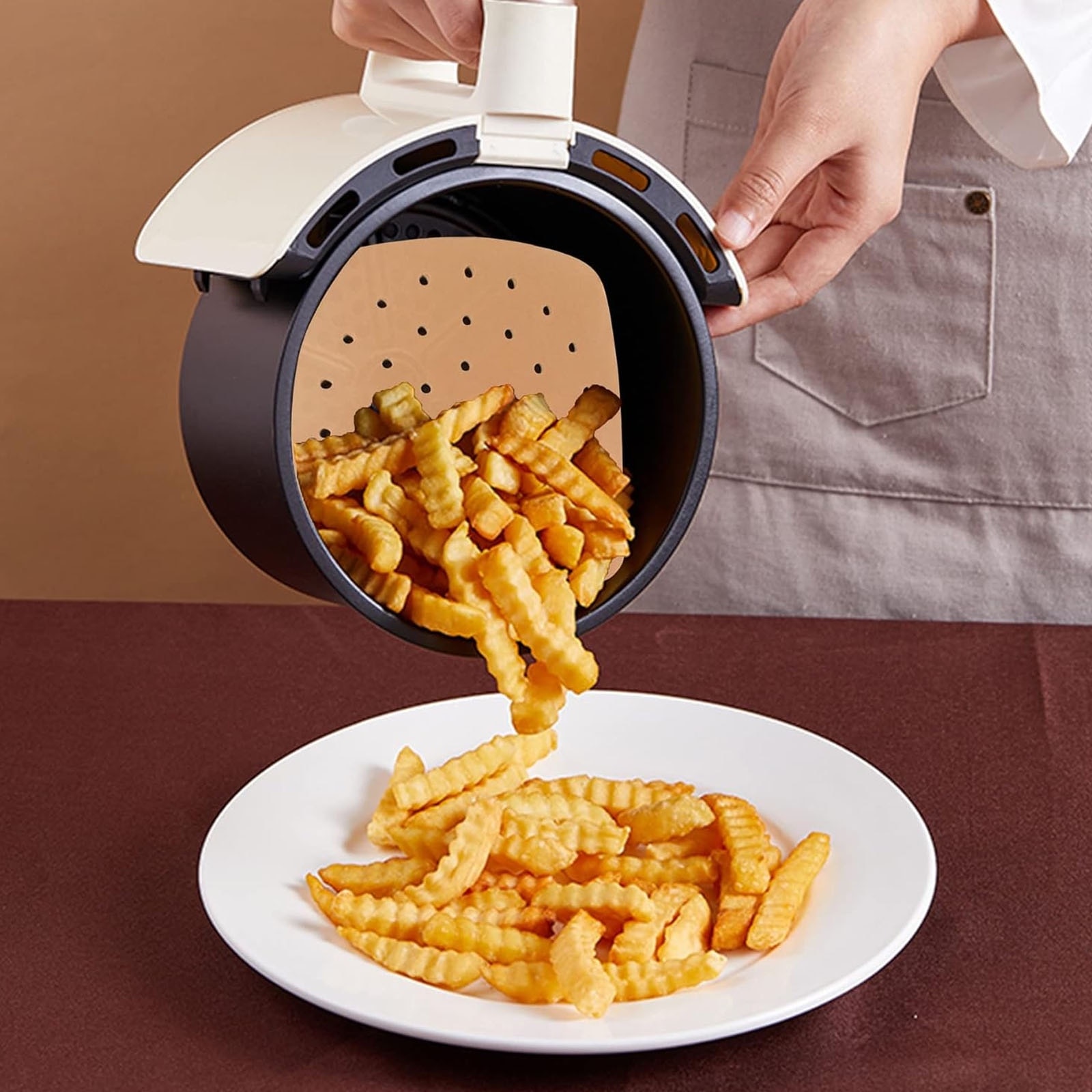 Set 100 de bucati hartie de copt, SINBINTA, Hartie pentru friteuza aer ...