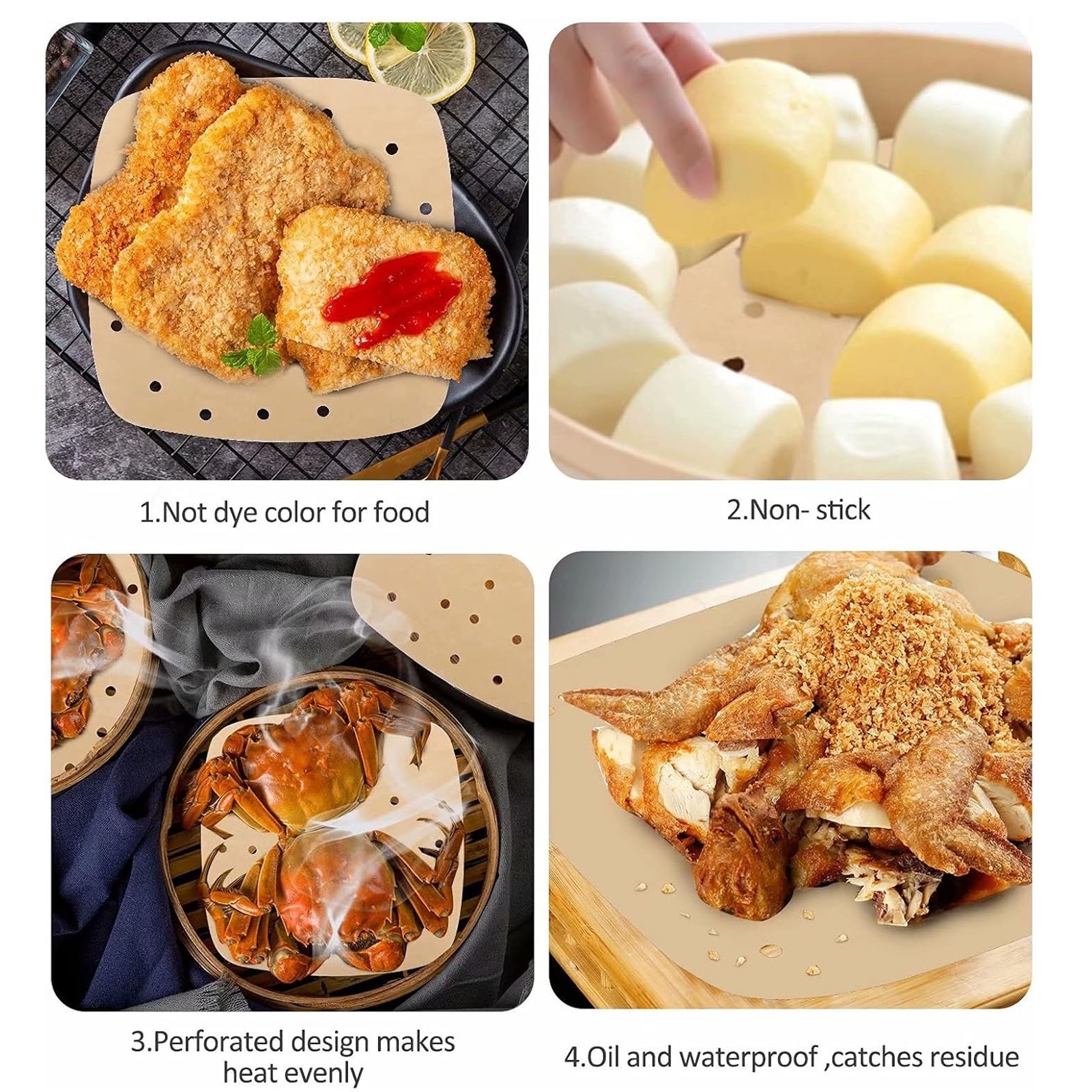 Set 100 de bucati hartie de copt, SINBINTA, Hartie pentru friteuza aer ...