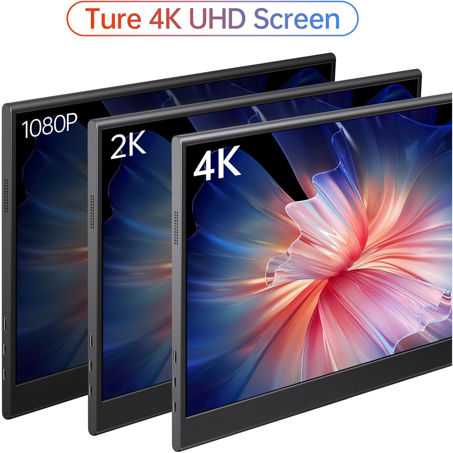 Monitor portabil wufk, 15.6", 4K UHD, 100% sRGB, HDR, IPS, HDMI, USB ...