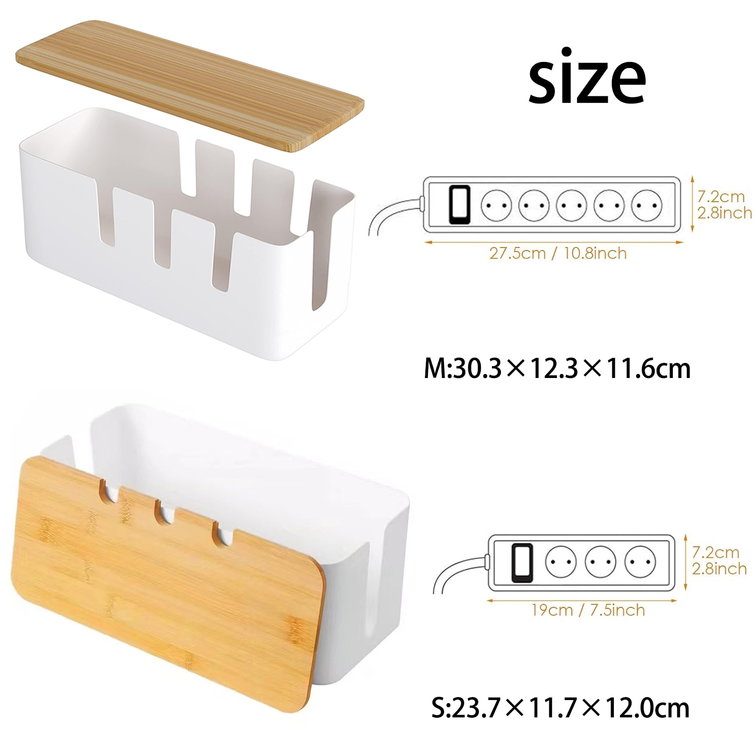 Set de 2 Organizator Cabluri, 2 Dimensiuni, Capac Lemn, Set 135 ...