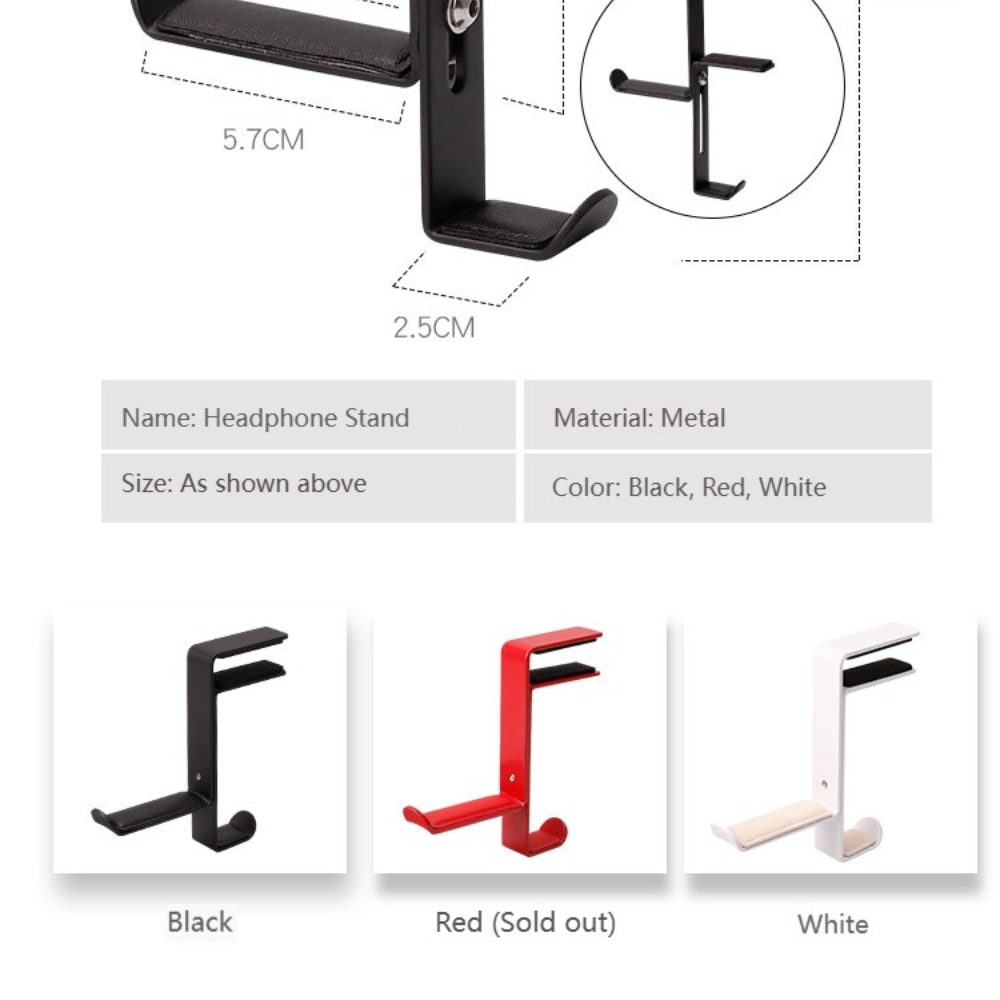 Suport pentru casti, ajustabil pe inaltime, metalic, design practic ...