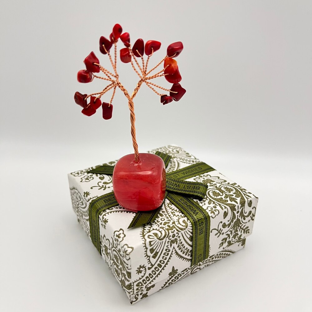 Copac de cristal decorativ, cristale rosii, 5-8 cm - eMAG.ro