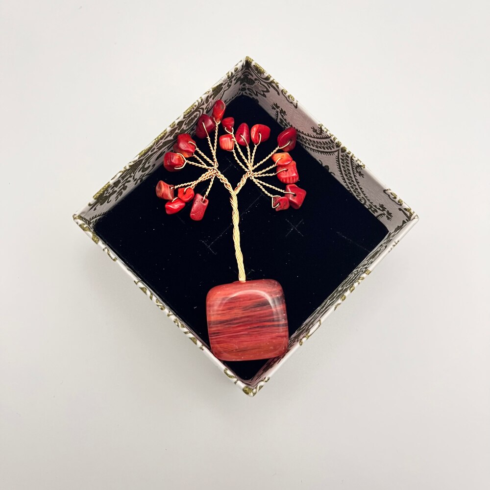 Copac de cristal decorativ, cristale rosii, 5-8 cm - eMAG.ro