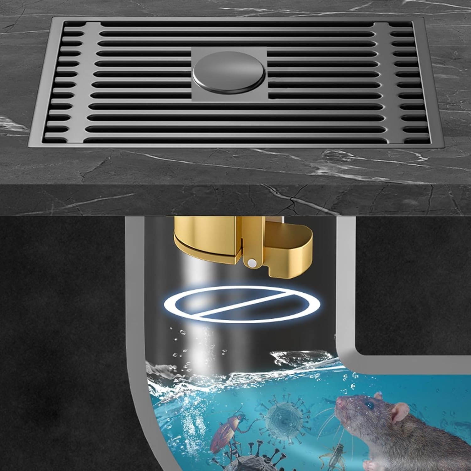 Scurgere pentru podea de dus, GOSTOCK®, Otel inoxidabil, 10 x 10 cm ...