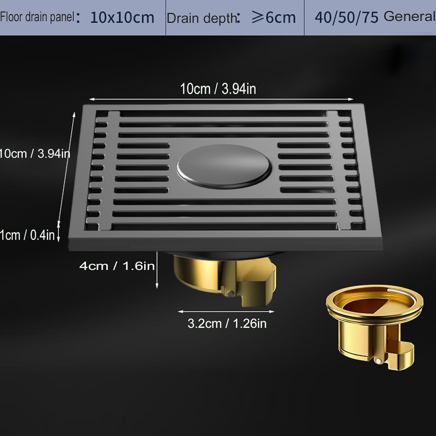Scurgere pentru podea de dus, GOSTOCK®, Otel inoxidabil, 10 x 10 cm ...