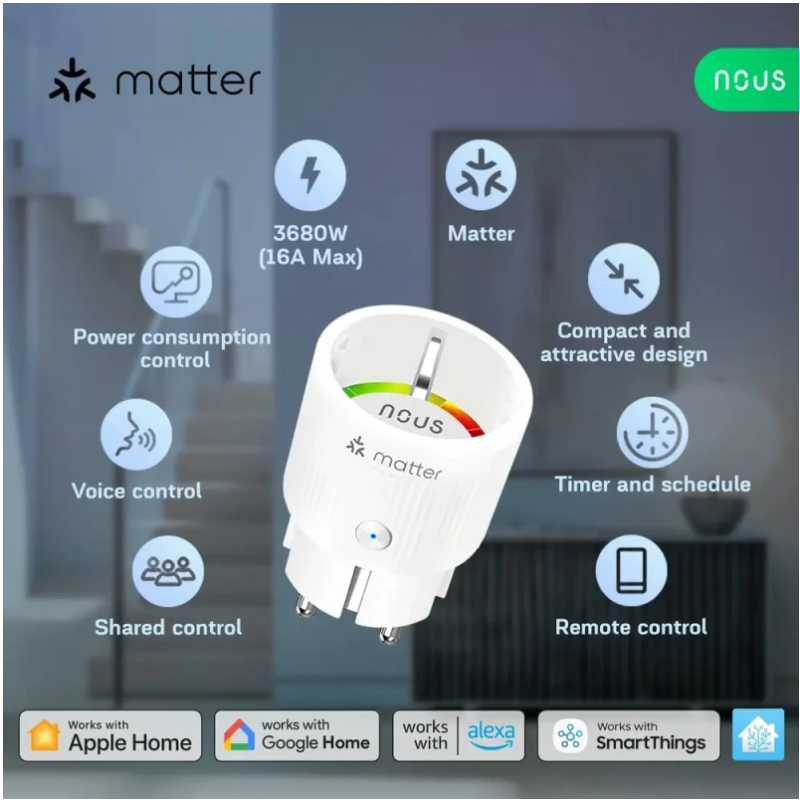 Set 4 prize inteligente NOUS A8M, Wi-Fi, matter, 16A, Monitorizare ...
