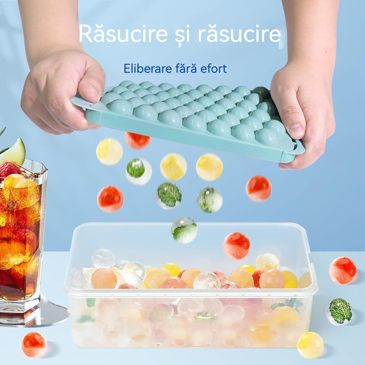 Set 3 forme din pentru cuburi de gheata, Vine cu recipient de gheata ...