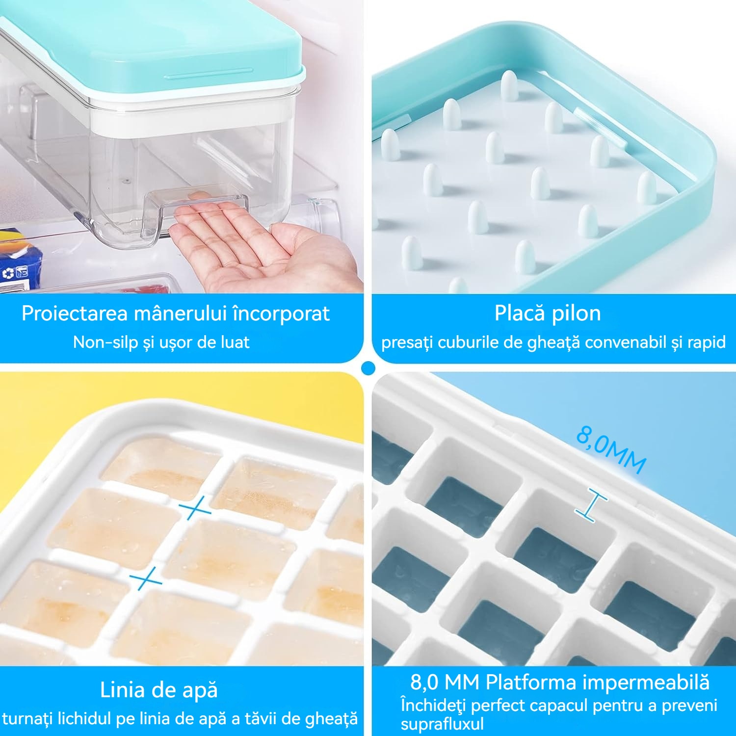 Set 2 forme din pentru cuburi de gheata, Poate fi realizat 64 PCS Sfera ...