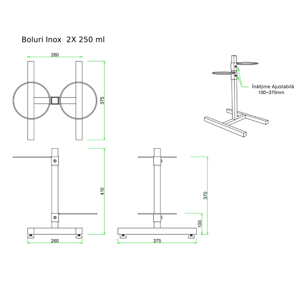 Suport reglabil pentru hrana animale PAA-home® cu 2 recipiente din otel ...