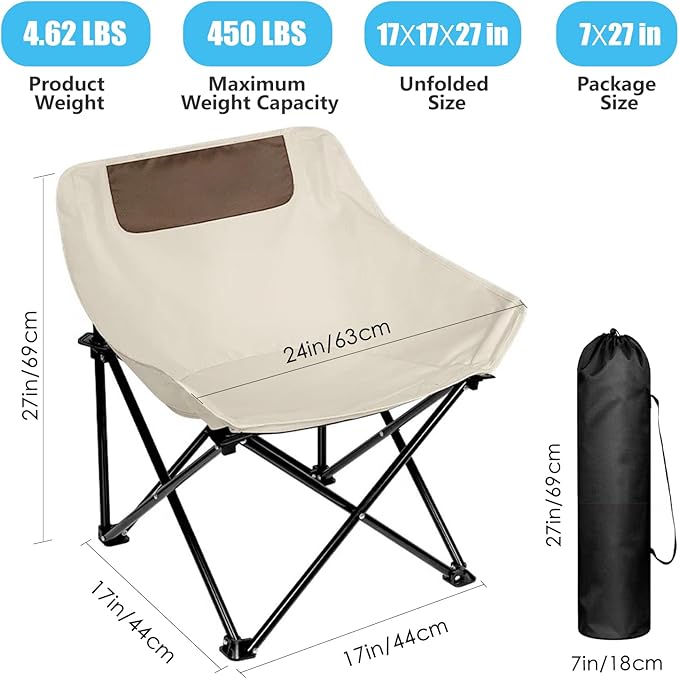 Scaun de camping pliabil, 600D Oxford, design robust, suport lombar ...