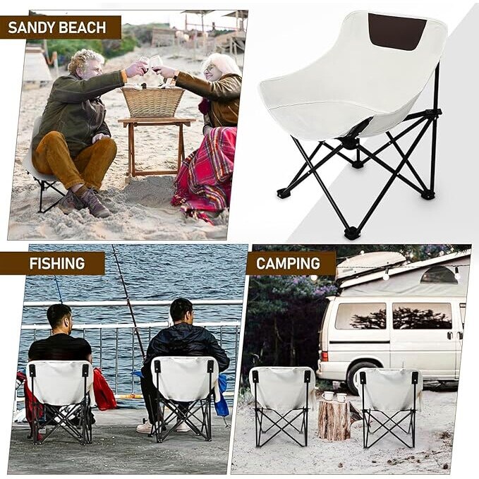 Scaun de camping pliabil, 600D Oxford, design robust, suport lombar ...