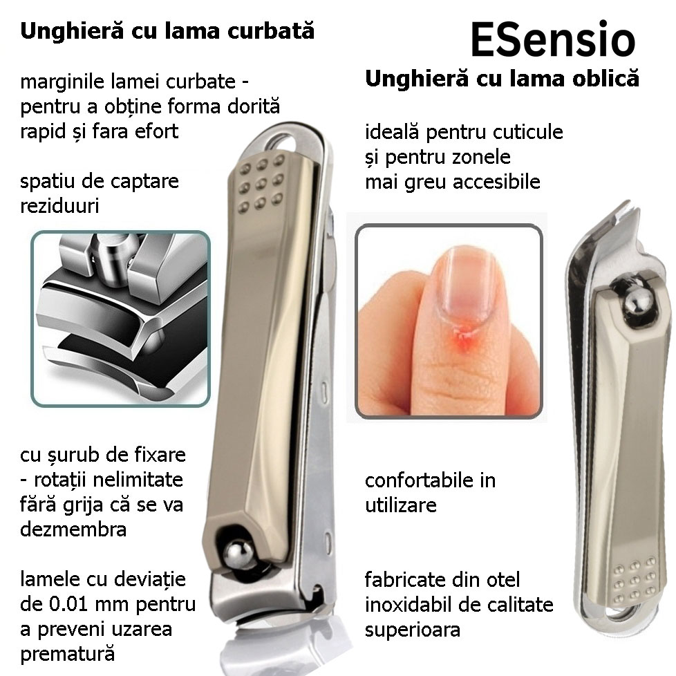 ESensio T9+ 9 részes manikűr és pedikűr készlet: ívelt körömreszelő ...
