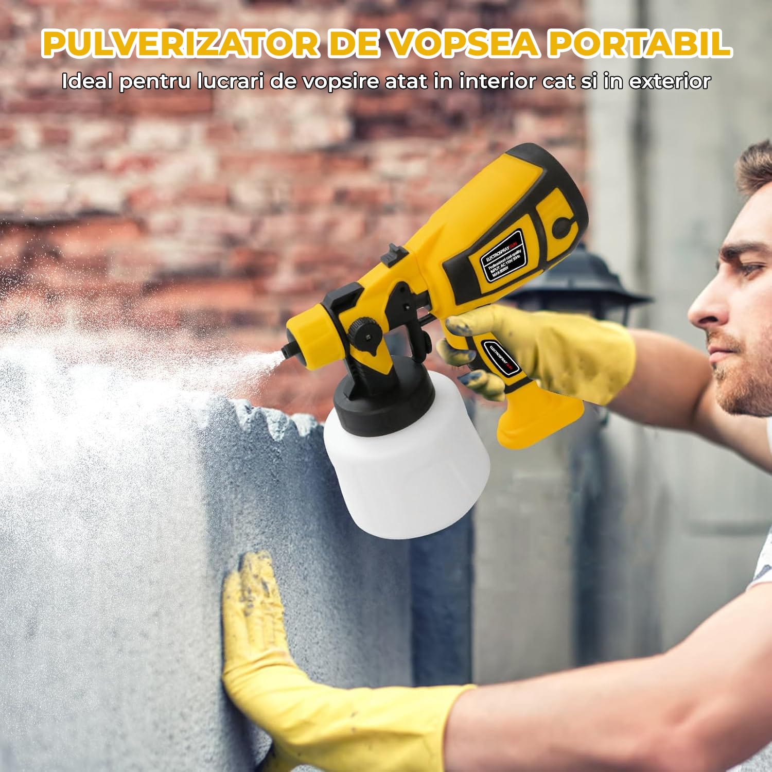 Pulverizator Vopsea Elindor®, Pistol de Vopsit Electric 800W, Pompa ...
