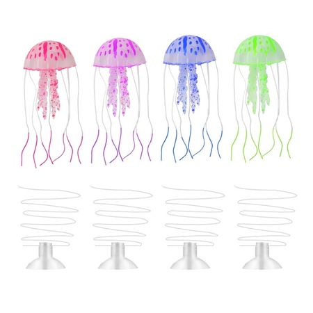 Set 4 Decoratiuni Acvariu Meduze Artificiale, Silicon, Multicolor ...