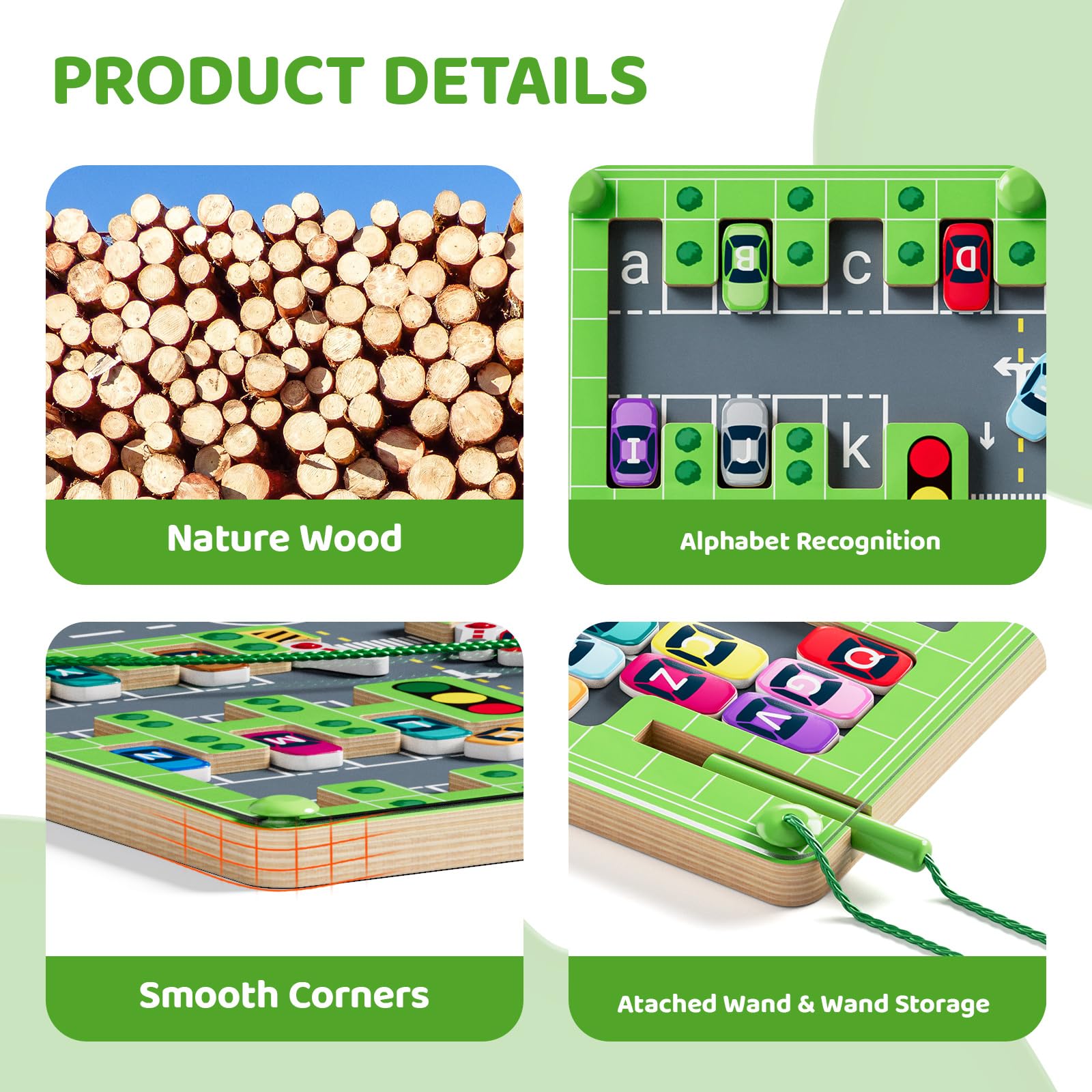 Joc educativ magnetic, HNSMART, labirint alfabet, jucarii Montessori ...