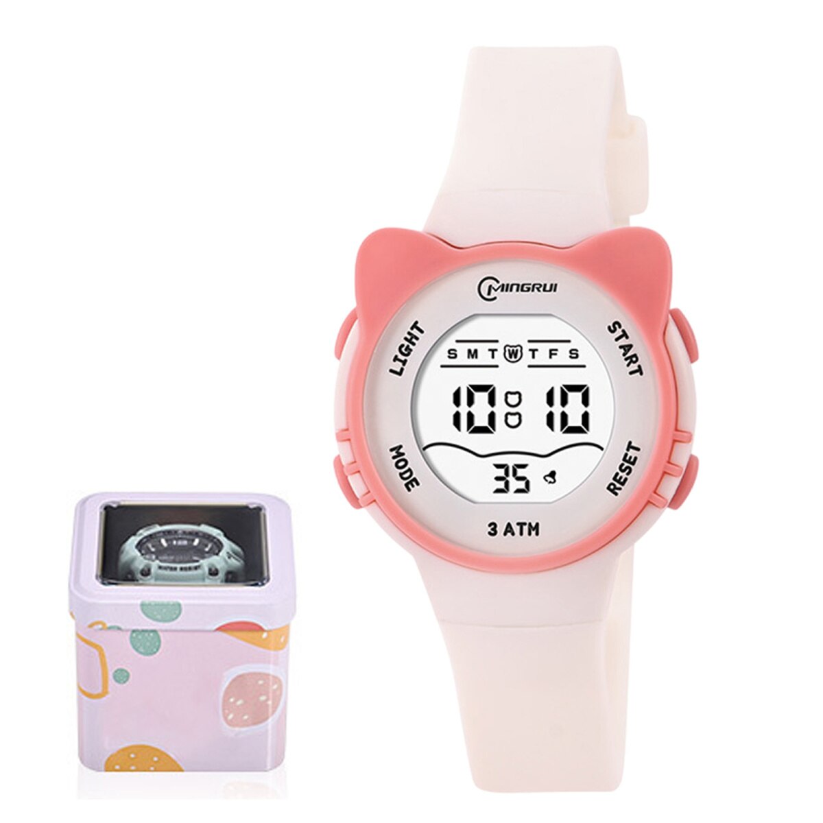 Ceas digital pentru copii Enforose, tema pisica, waterproof, alarma ...