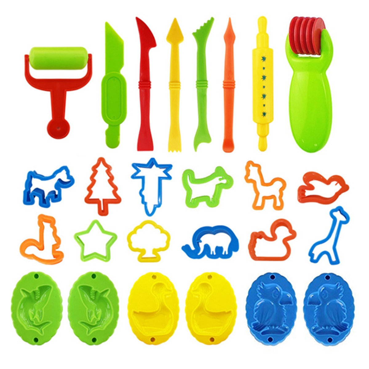 Set 26 unelte modelare plastilina, pentru copii, multicolor, plastic ...